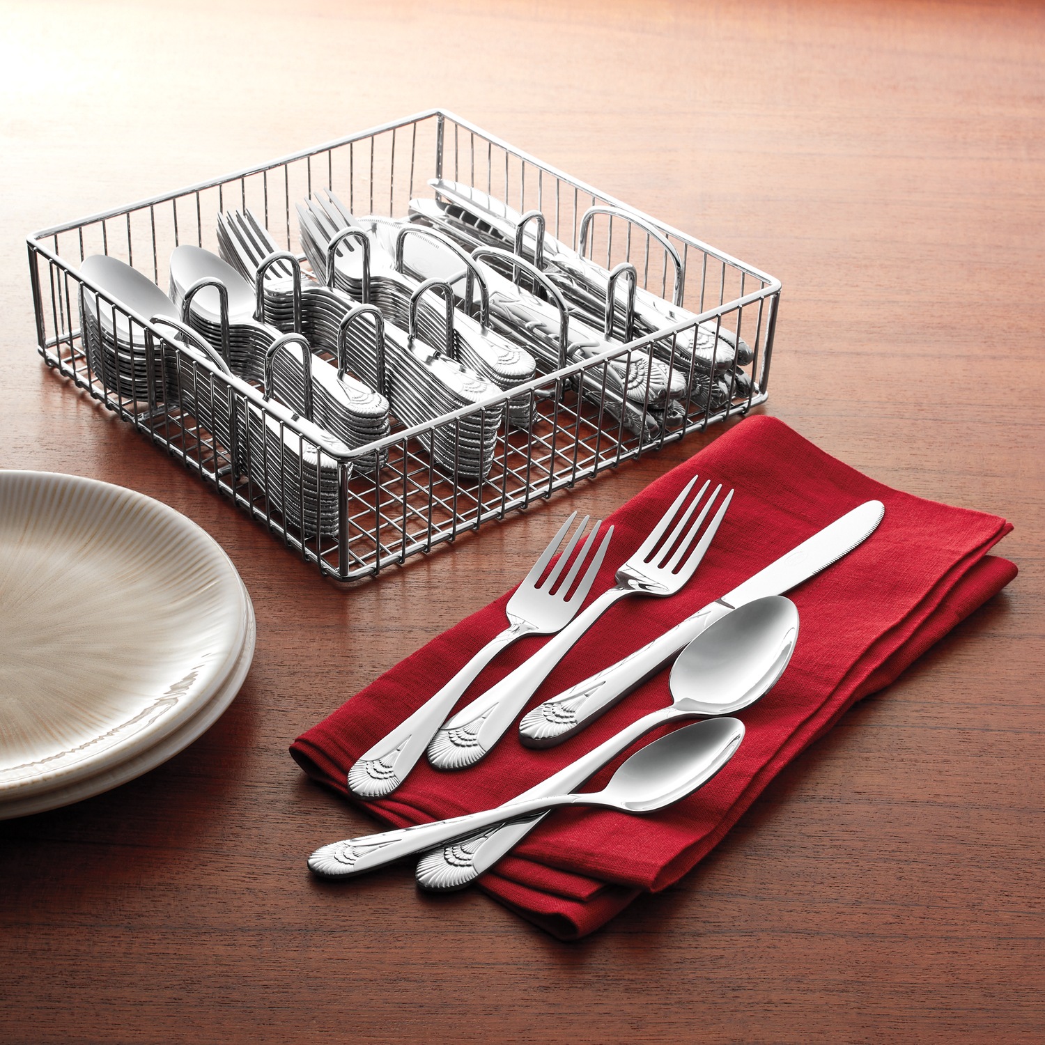 Ginny’s 60-Piece Flatware Set with Caddy | Swiss Colony