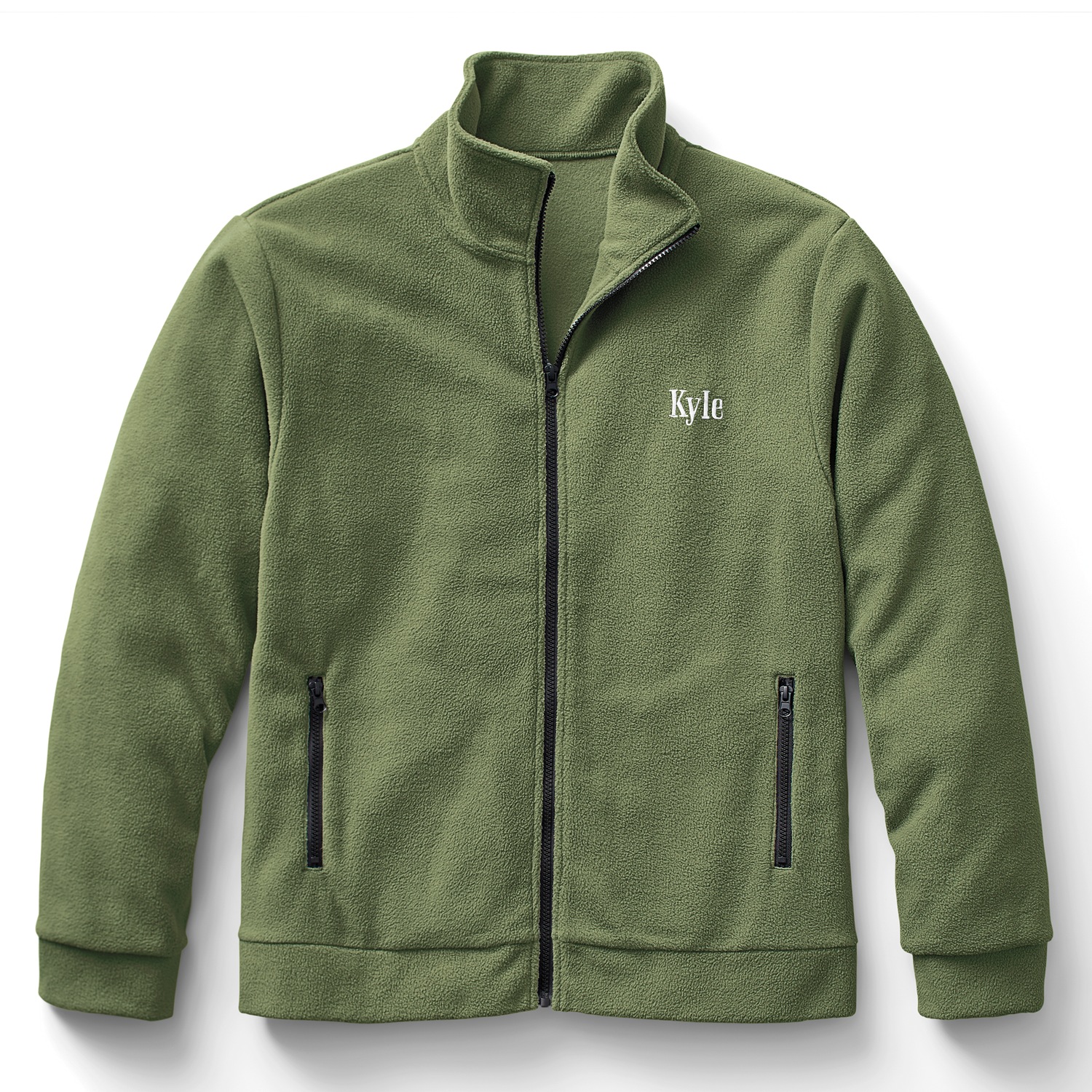 Personalized Men's Fleece Jacket with Front Zipper and Embroidered Name ...