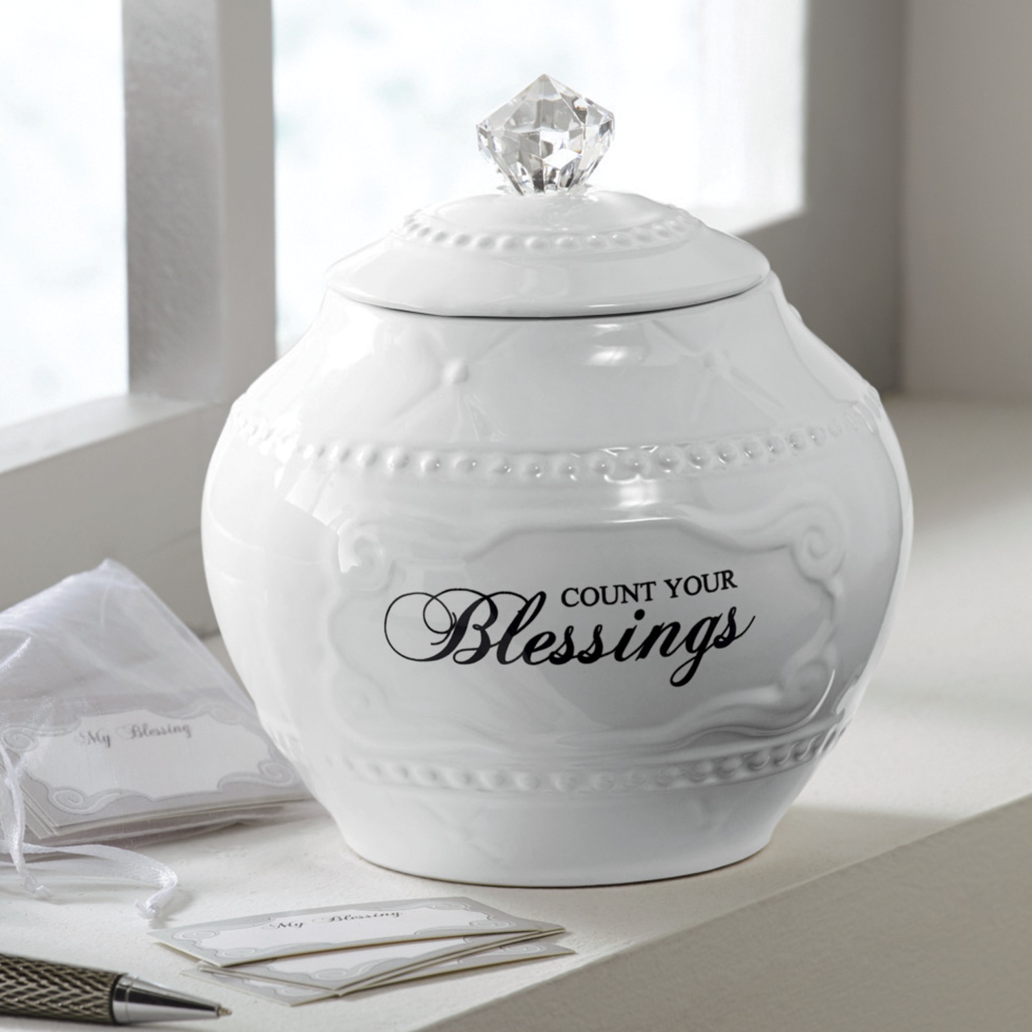 Ceramic Blessing Keepsake Jar with 36 Inspirational Blessing Cards ...