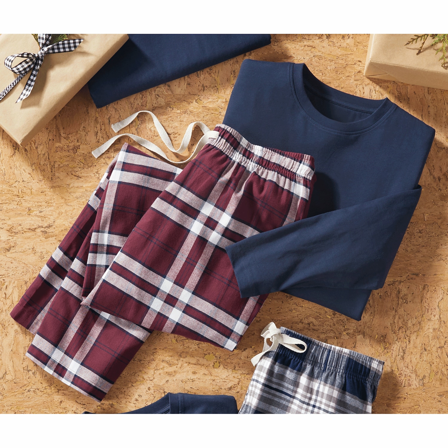 Value 2-Piece Men's PJ Set with Crew Top and Plaid Bottoms | Swiss Colony