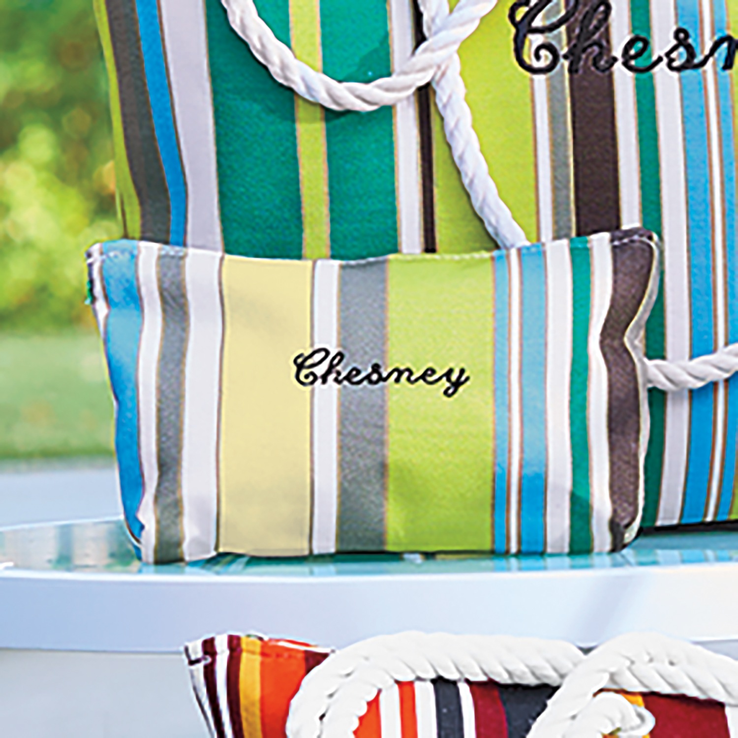 Personalized Striped Pouch | Swiss Colony