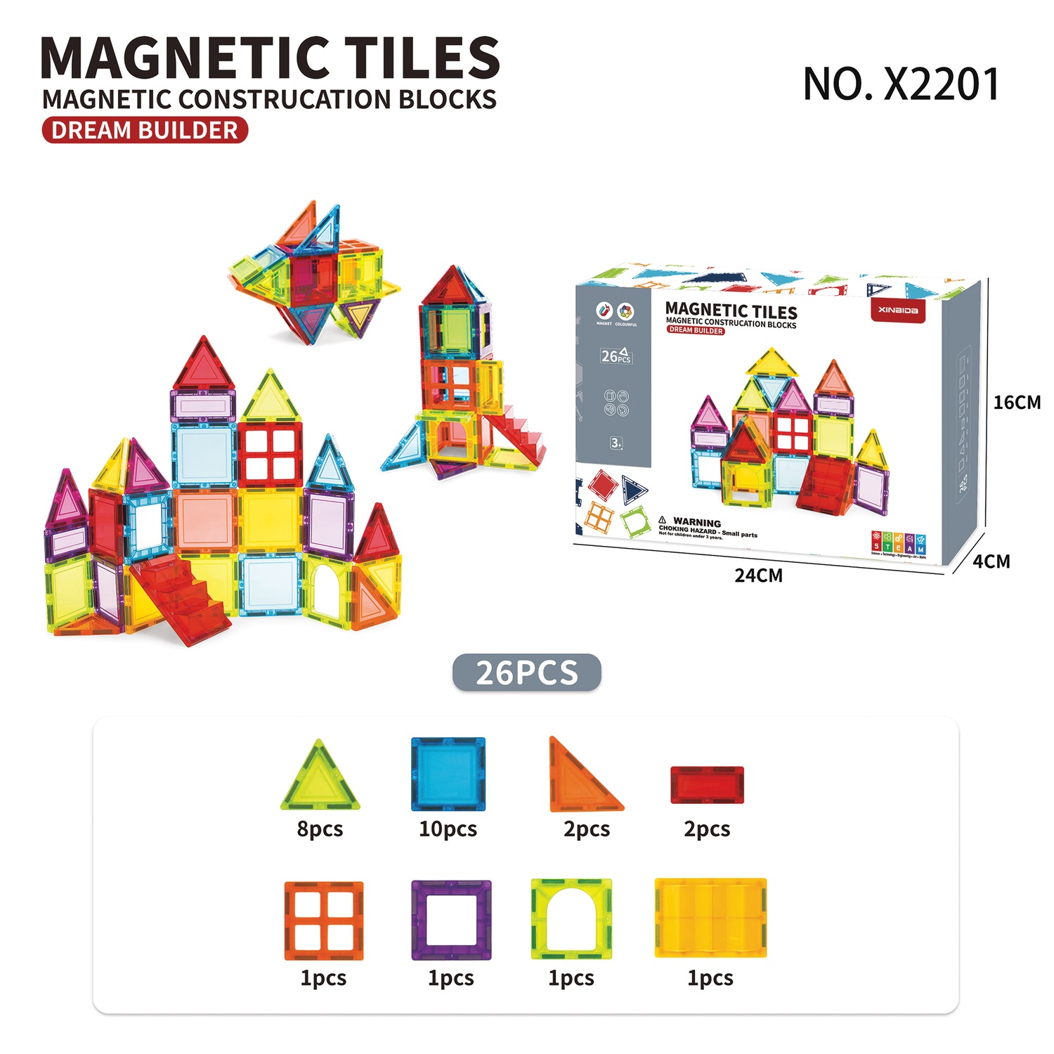 26-Piece Magnetic Tiles Dream Builder Construction Blocks | Swiss Colony
