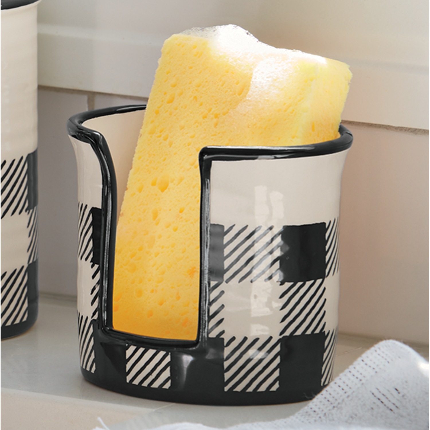 Buffalo Check Soap Pump and Sponge Holder | Swiss Colony
